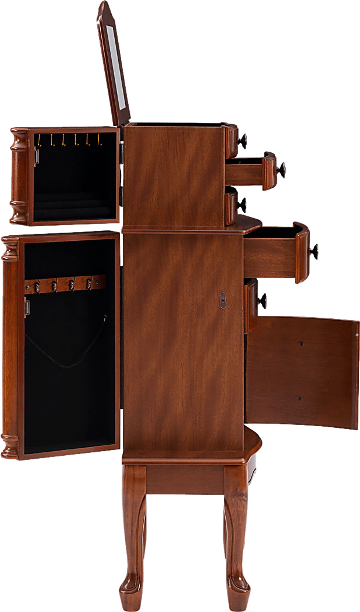 Fazio Cherry Dark Wood Jewelry Armoire | Rooms to Go