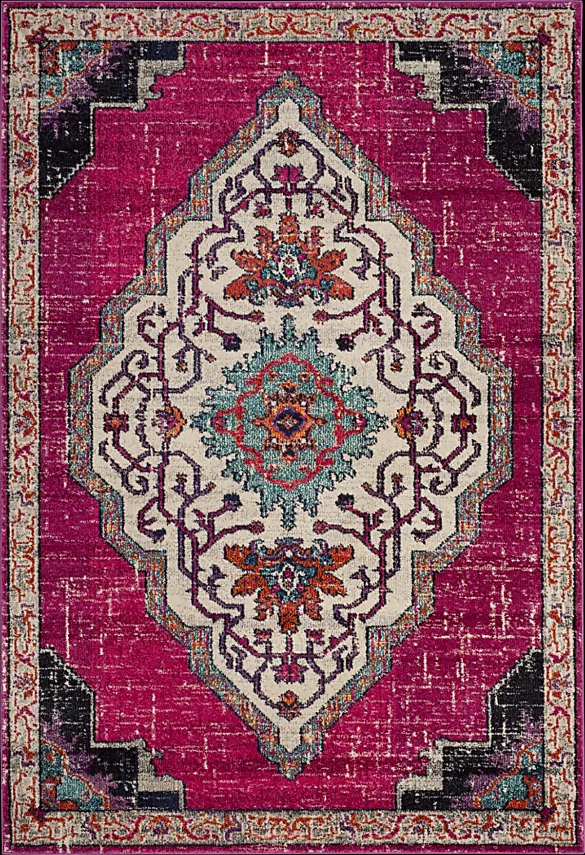 Featherbrook Pink Polypropylene Fabric Rug | Rooms to Go