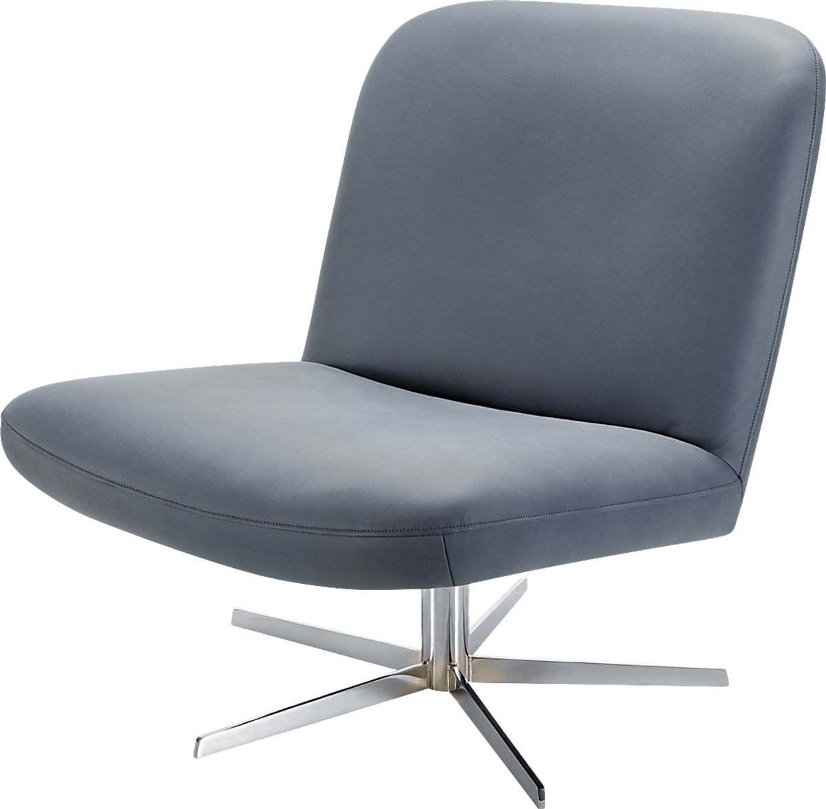 Felli Silver Gray Blue Leather Swivel Accent Chair | Rooms to Go