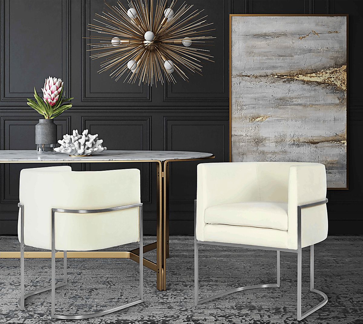 Fera Leah I Cream Colors,Light Wood,White Arm Chair | Rooms to Go