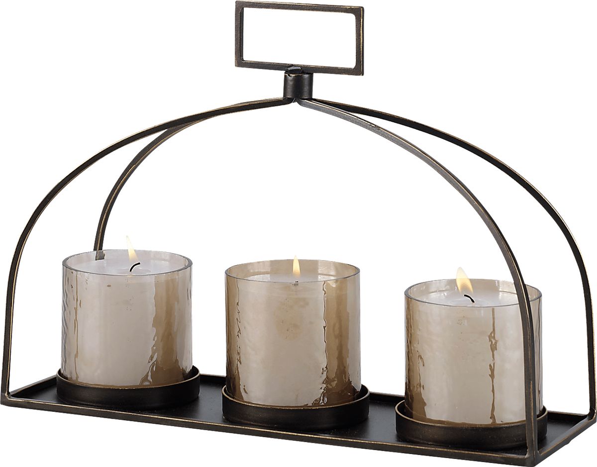 Ferdinard Bronze Brown,Yellow Candle Holder | Rooms to Go