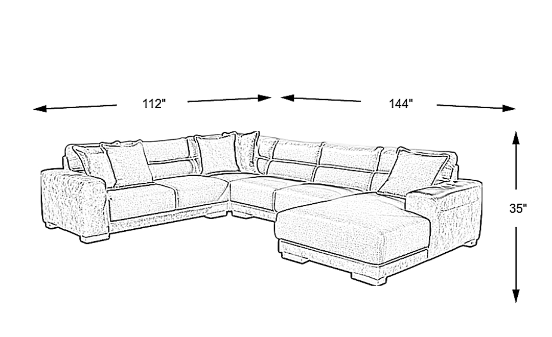 Fermont 5 Pc Beige Woven Living Room Set With 4 Pc Right Arm Chaise ...