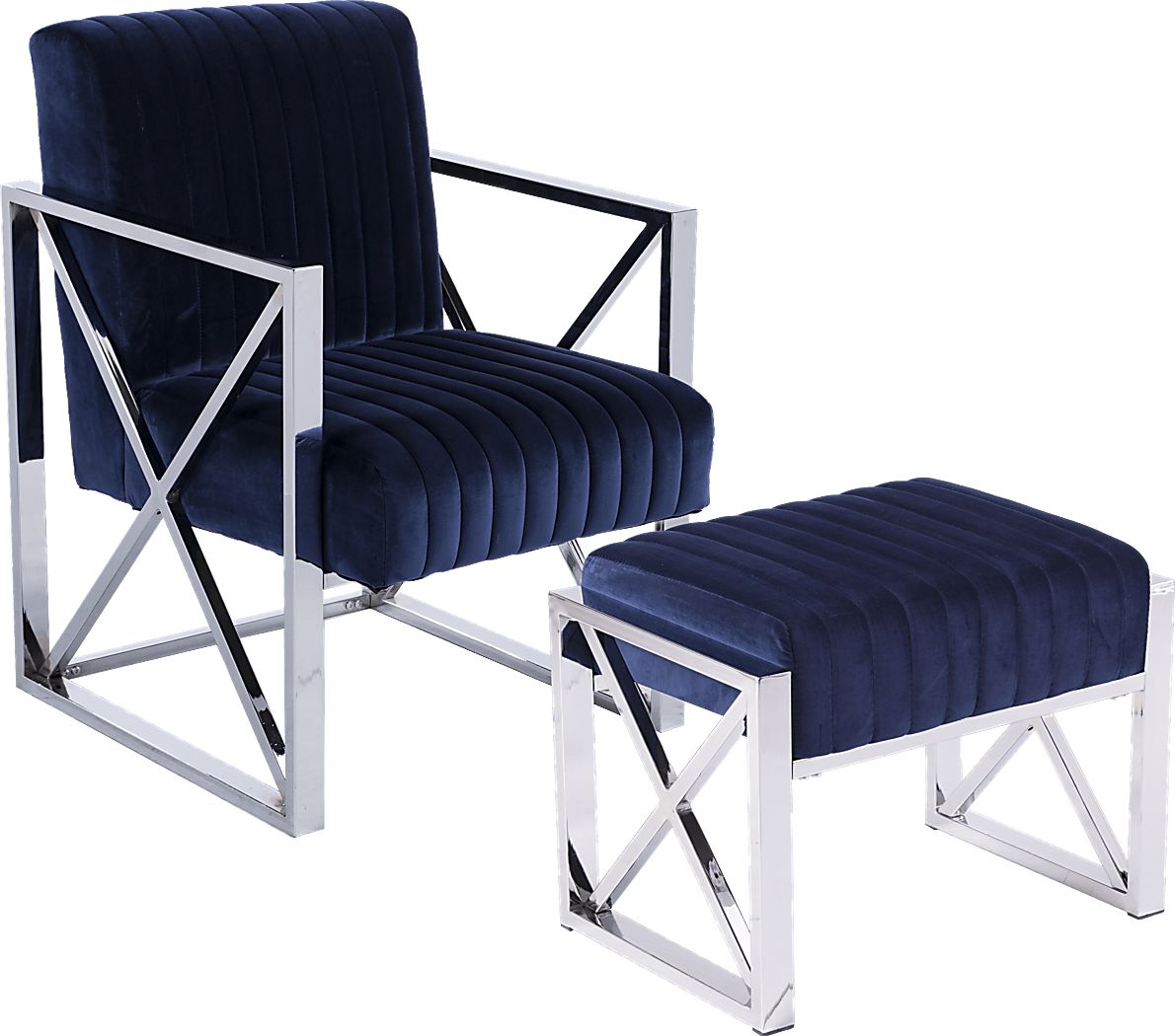 Fetteressa Blue Accent Chair & Ottoman - Rooms To Go
