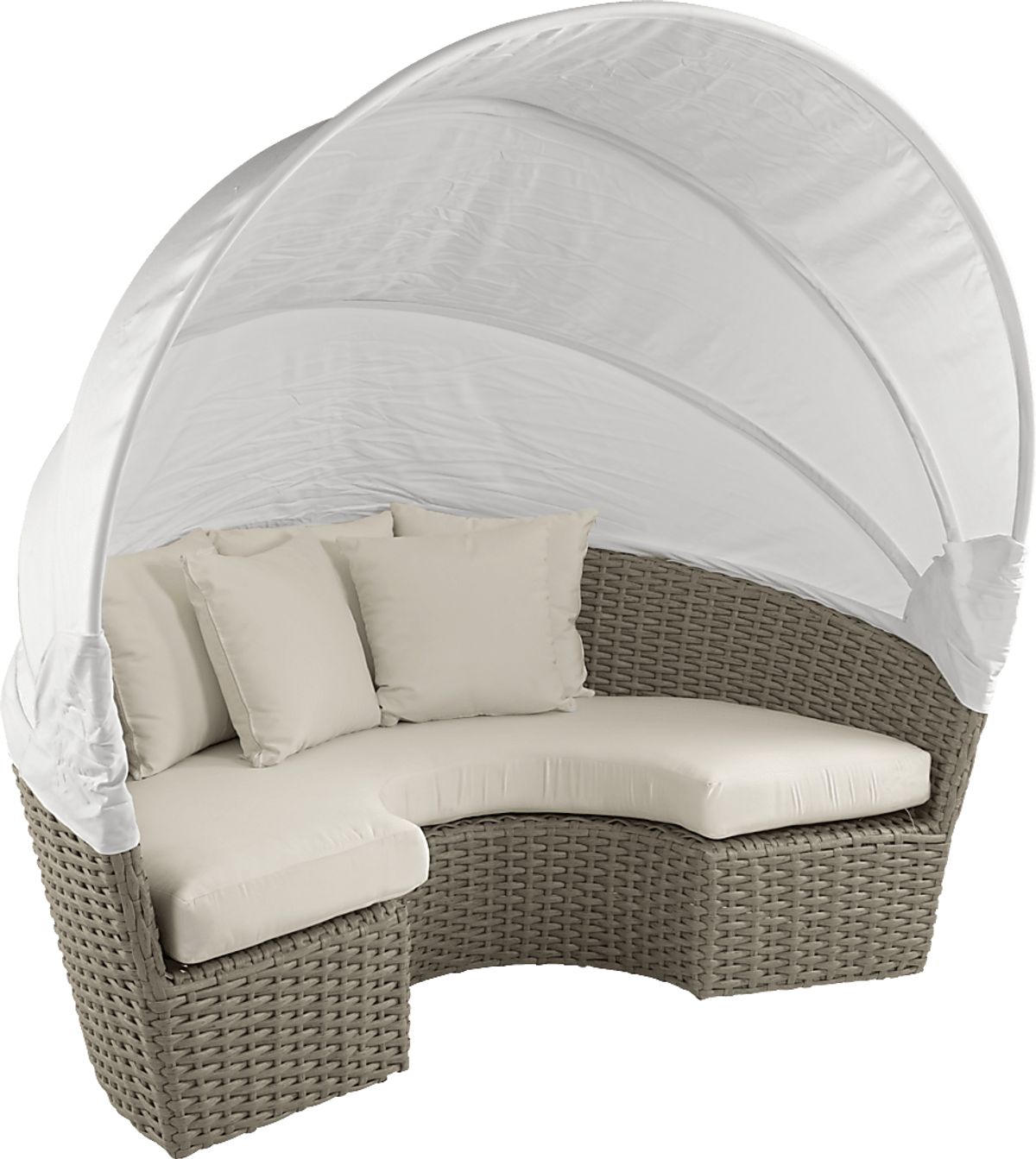 Fifth & Shore Palisades Gray Natural Beige,White Wicker Outdoor Daybed ...