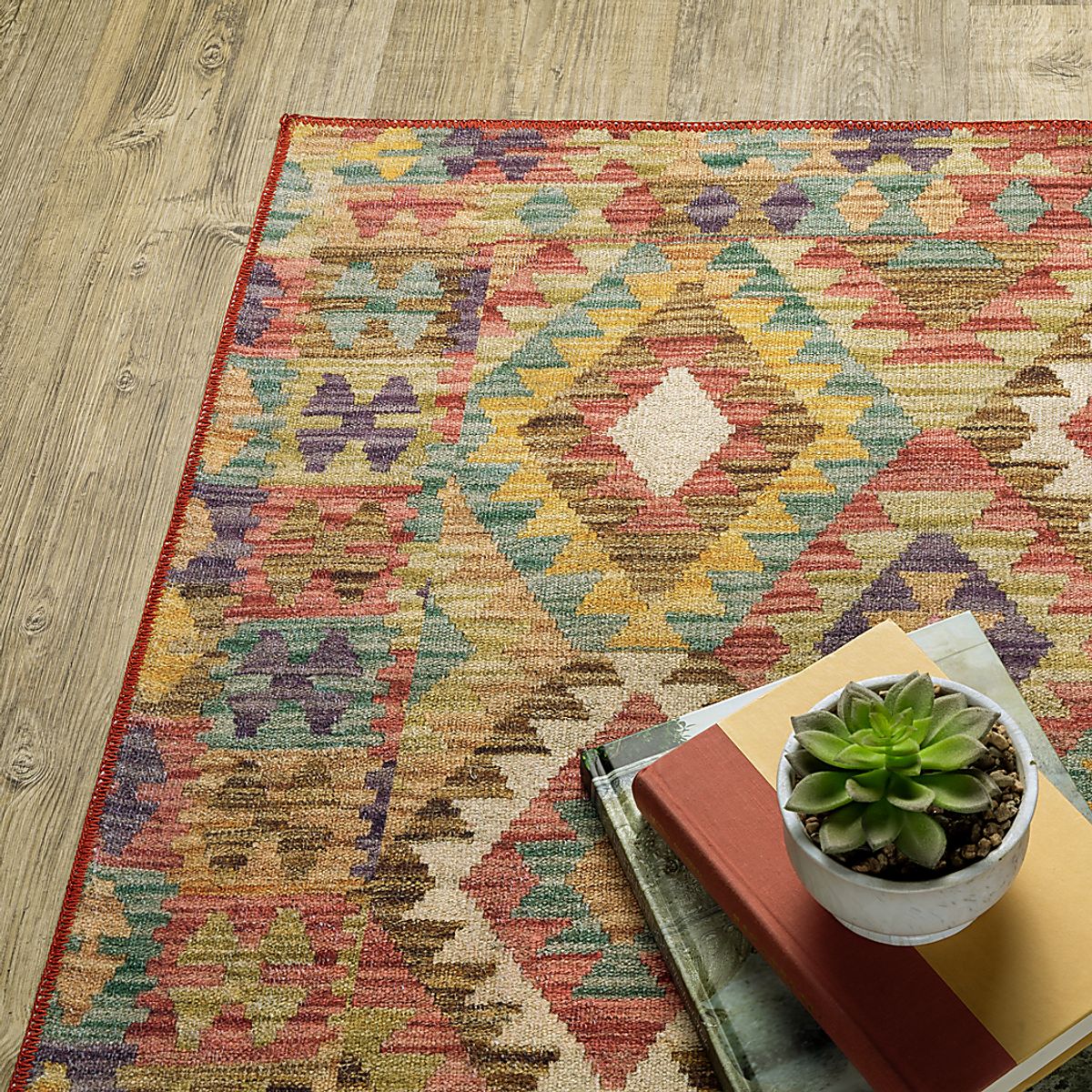 Figuers Multi Polyester Fabric Rug | Rooms to Go