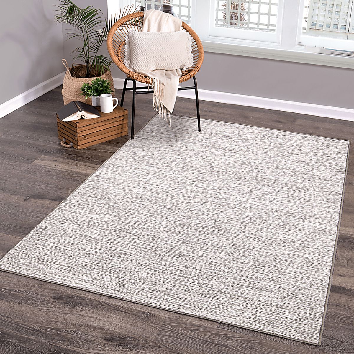 Finkbine Gray Polypropylene Fabric Rug | Rooms to Go