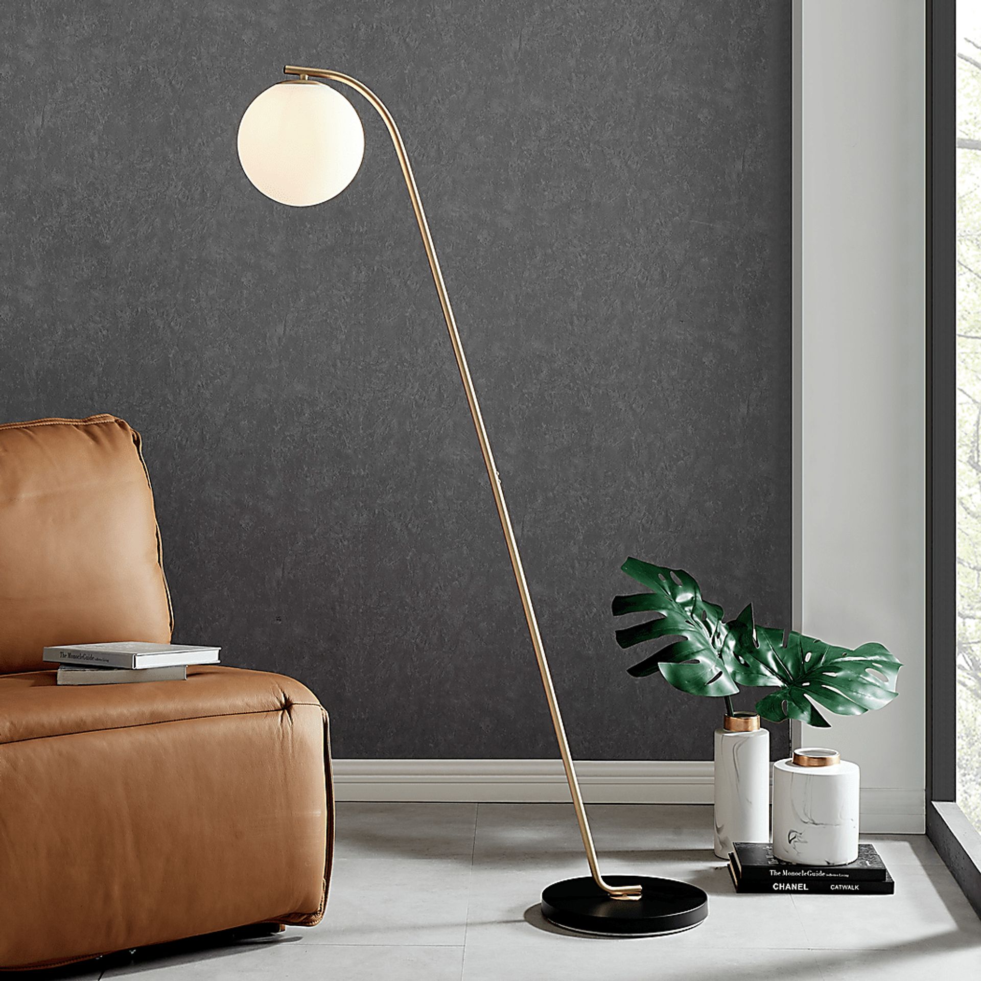 Fiore Point Gold Yellow Floor Lamp | Rooms to Go