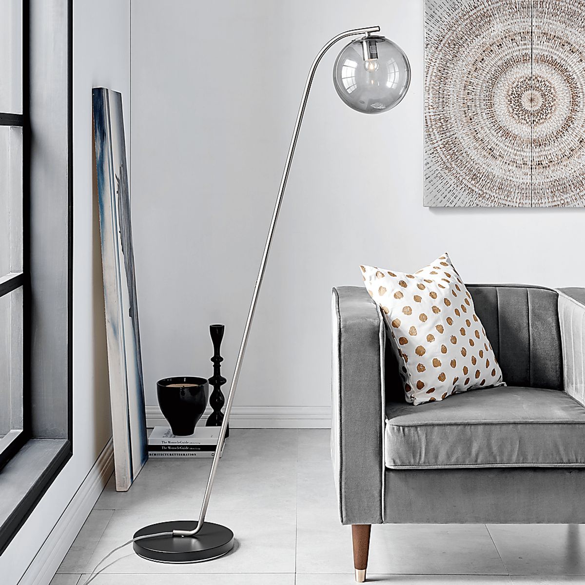 Fiore Point Nickel Gray Floor Lamp | Rooms to Go