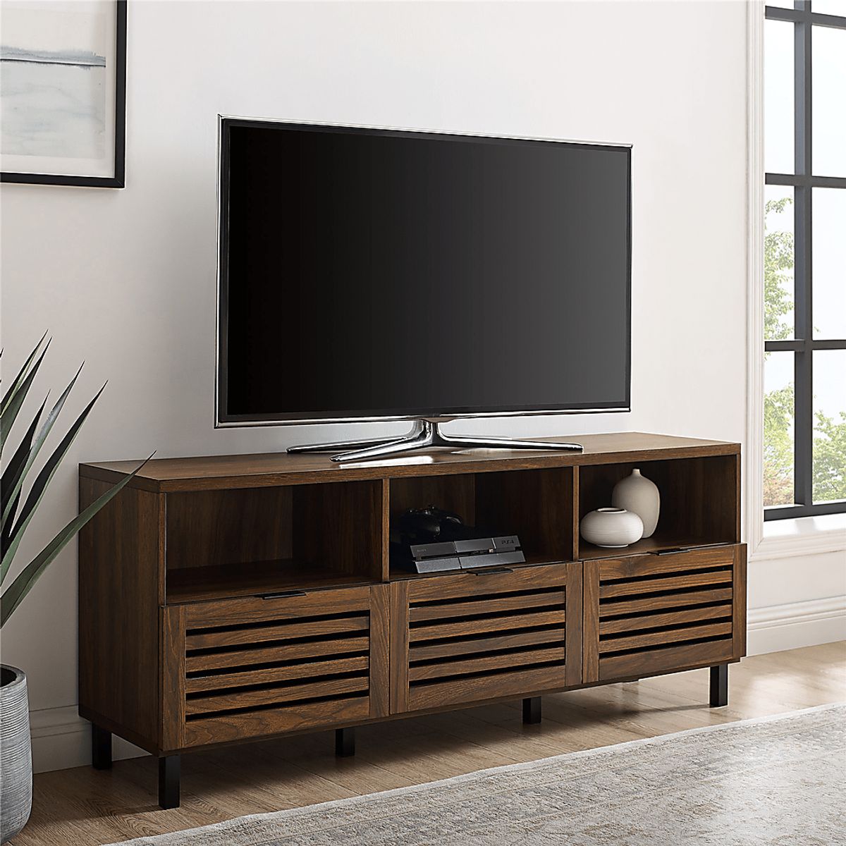 Flamevine Brown Dark Wood 58" Consoles | Rooms to Go