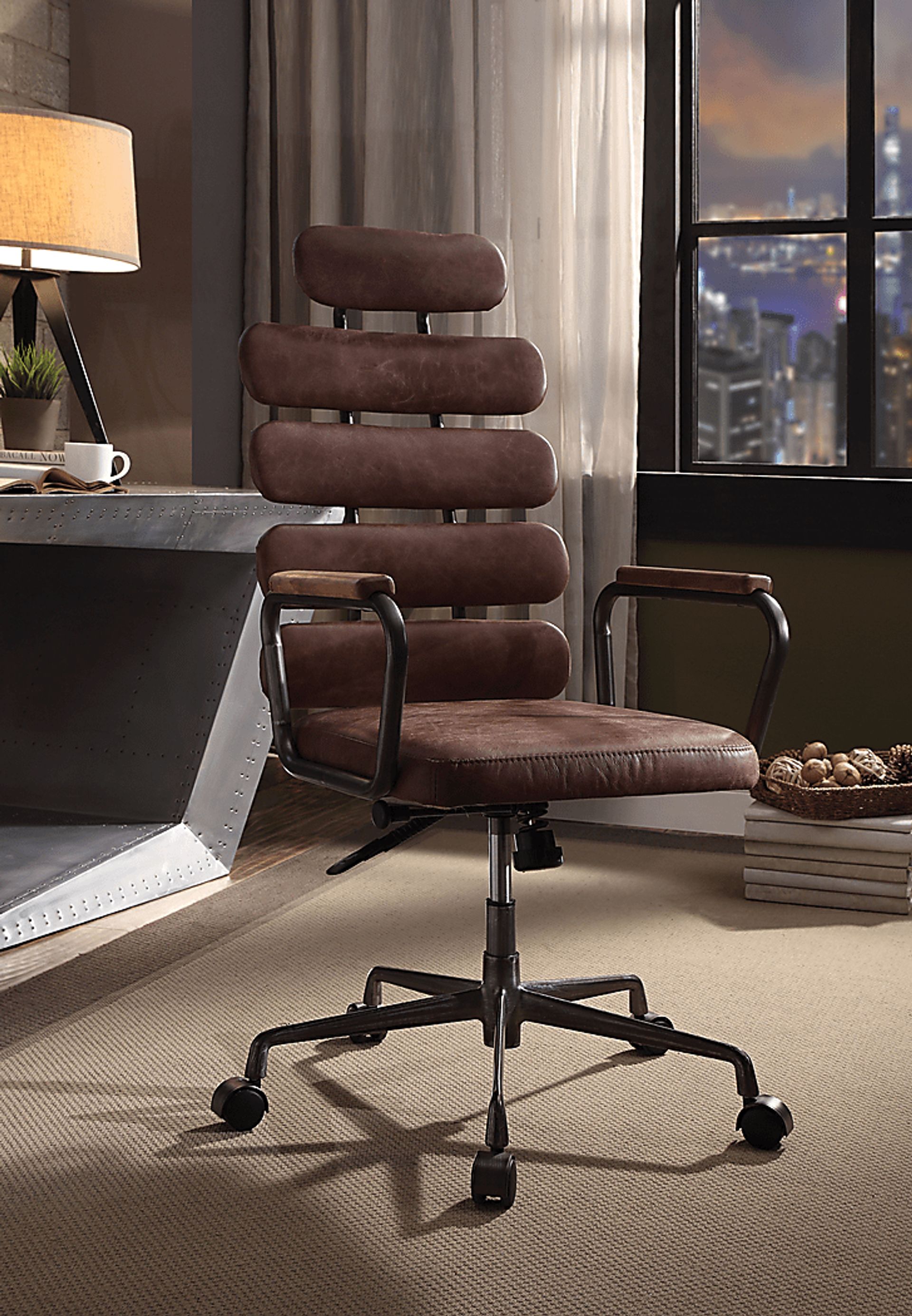 Flatburn Whisky Brown Desk Chair | Rooms to Go