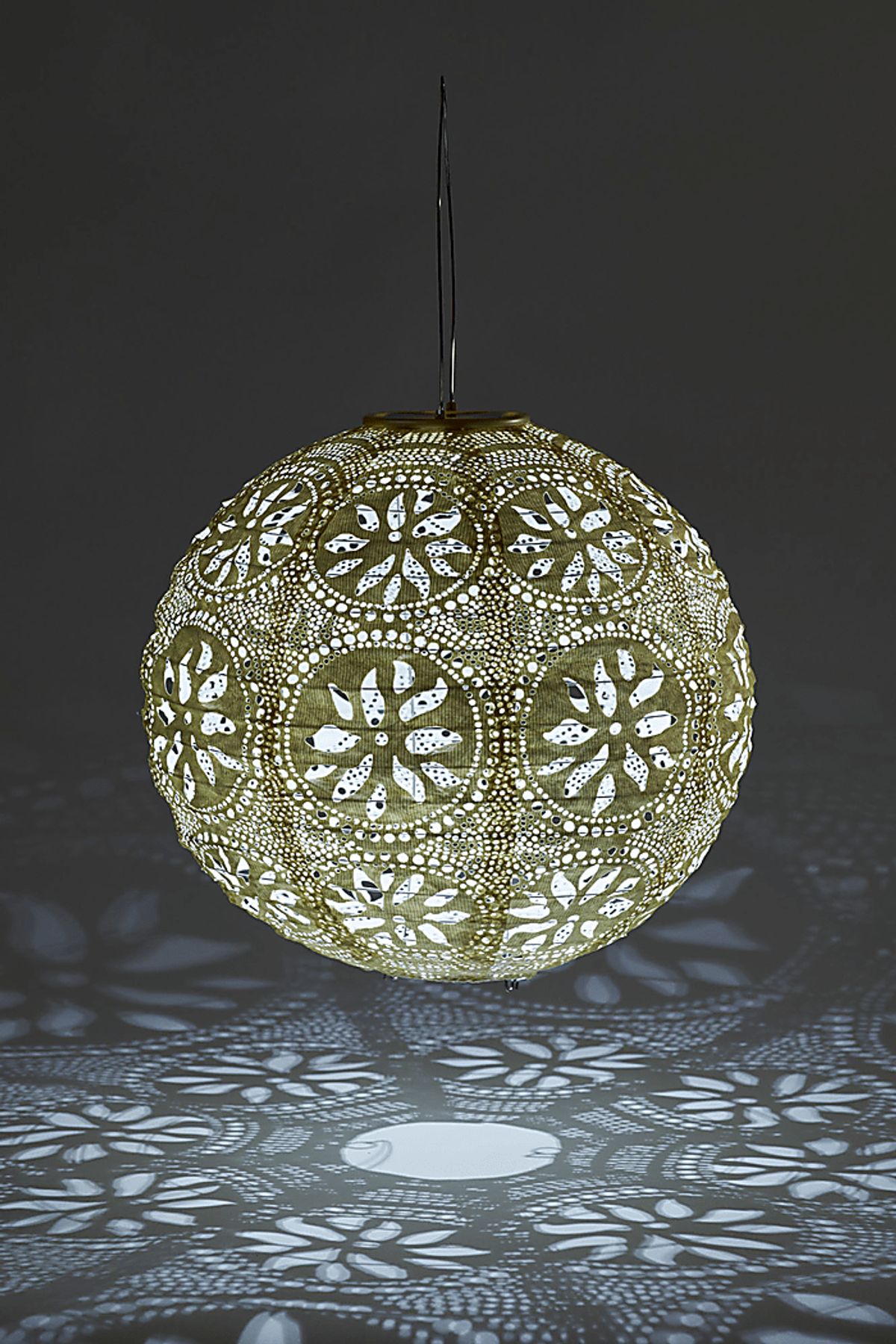 Floral Medallion Pearl Beige Outdoor Lantern | Rooms to Go