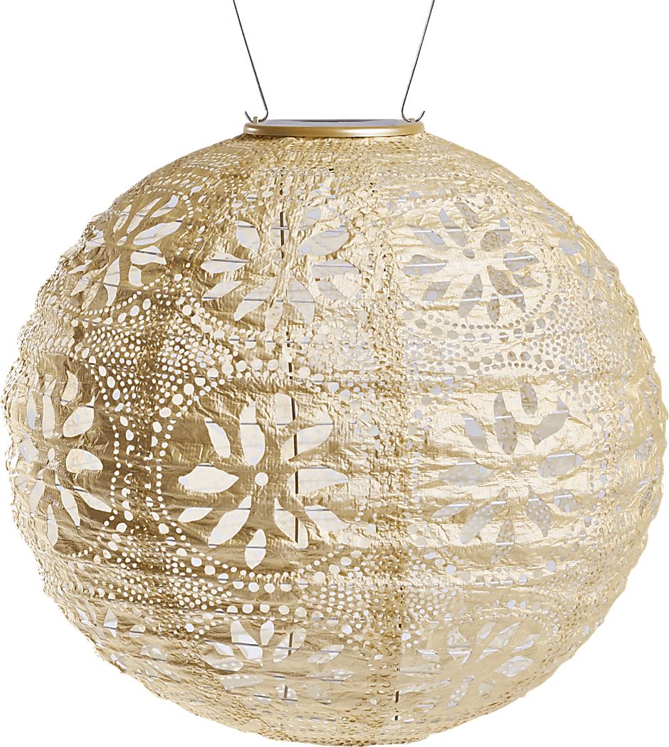 Floral Medallion Pearl Beige Outdoor Lantern | Rooms to Go