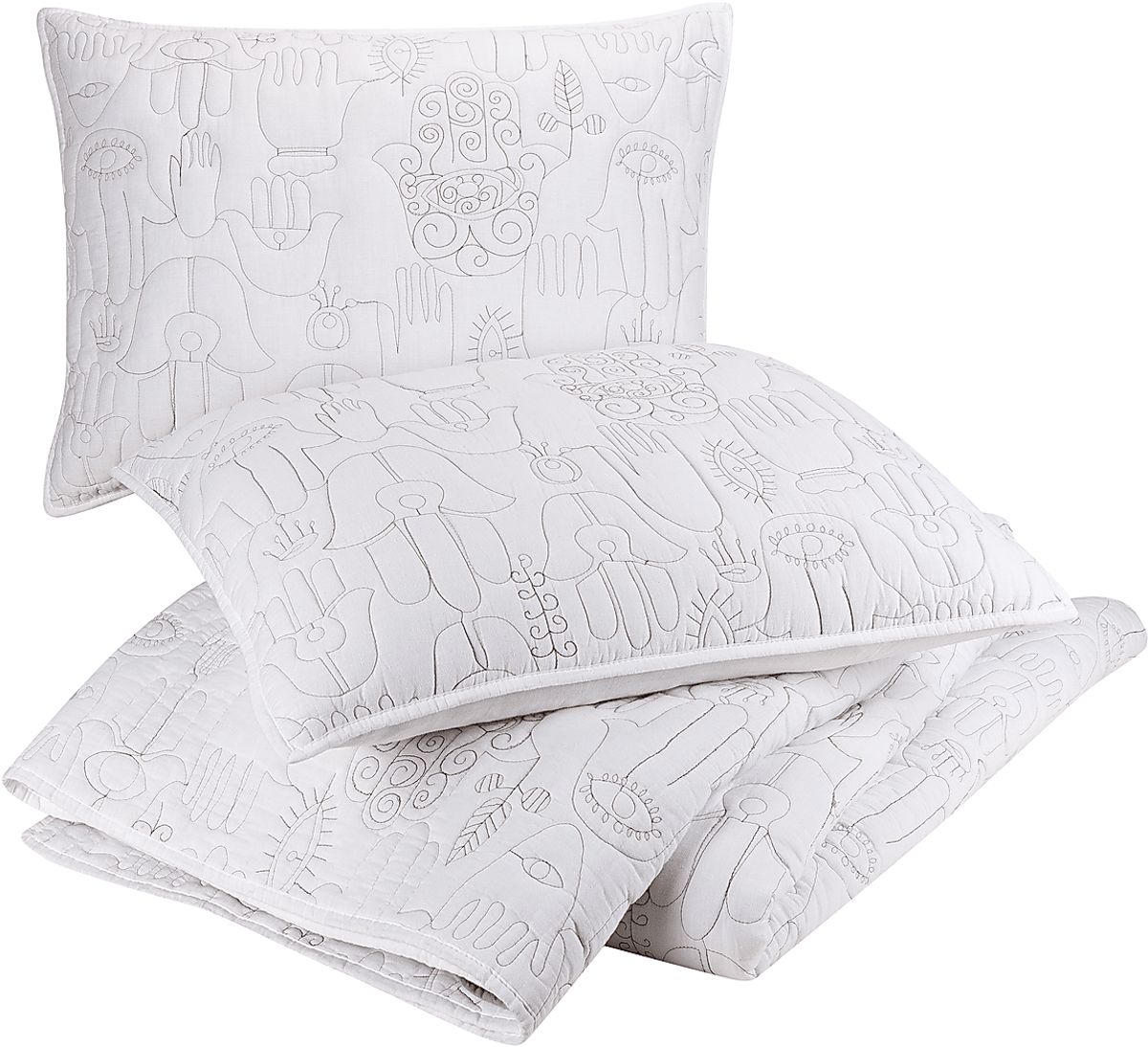 Flournoy White Cotton Fabric King Quilt Set | Rooms to Go