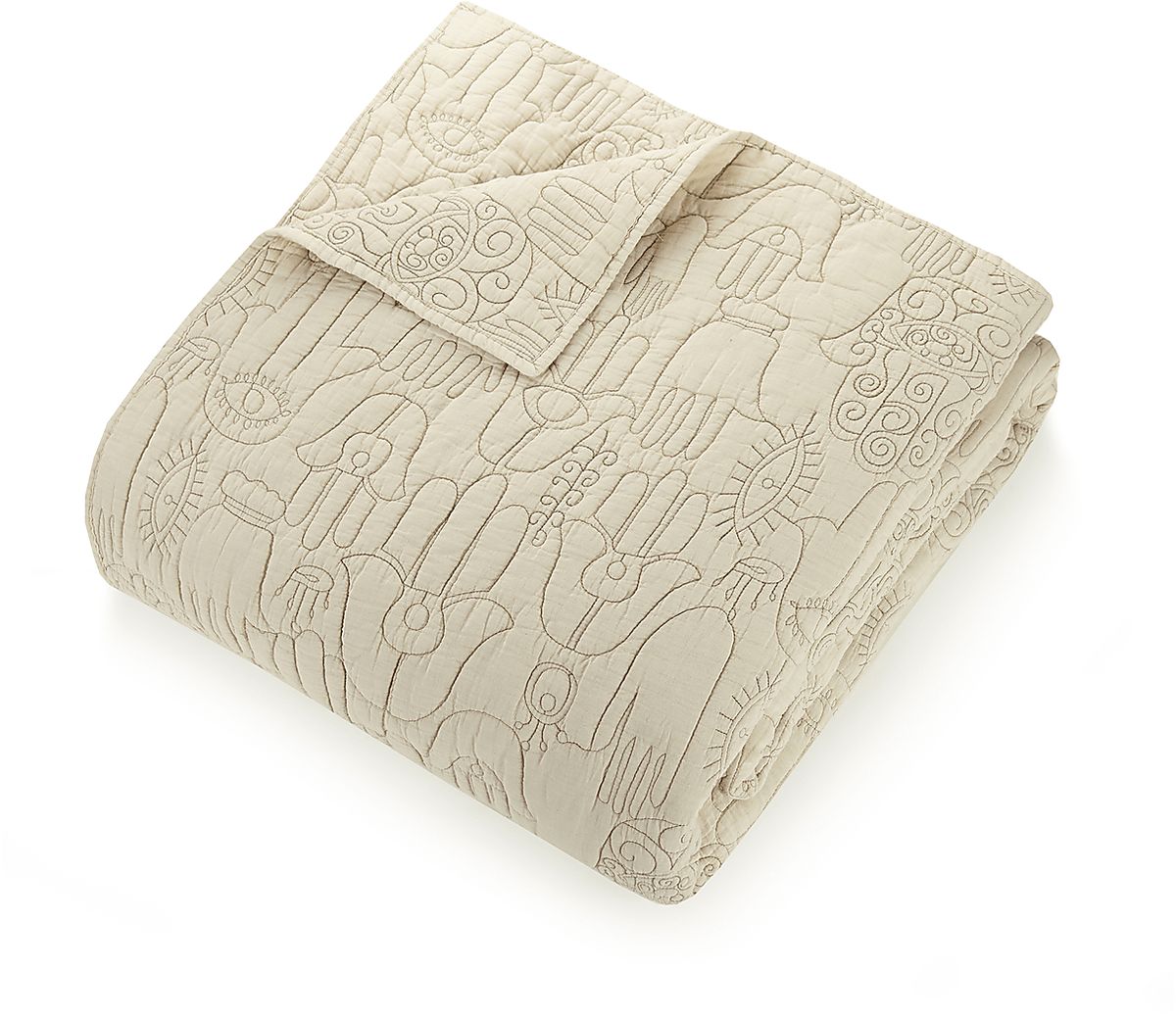 Flournoy Natural Beige,White Cotton Fabric Full,Queen Quilt Set | Rooms ...