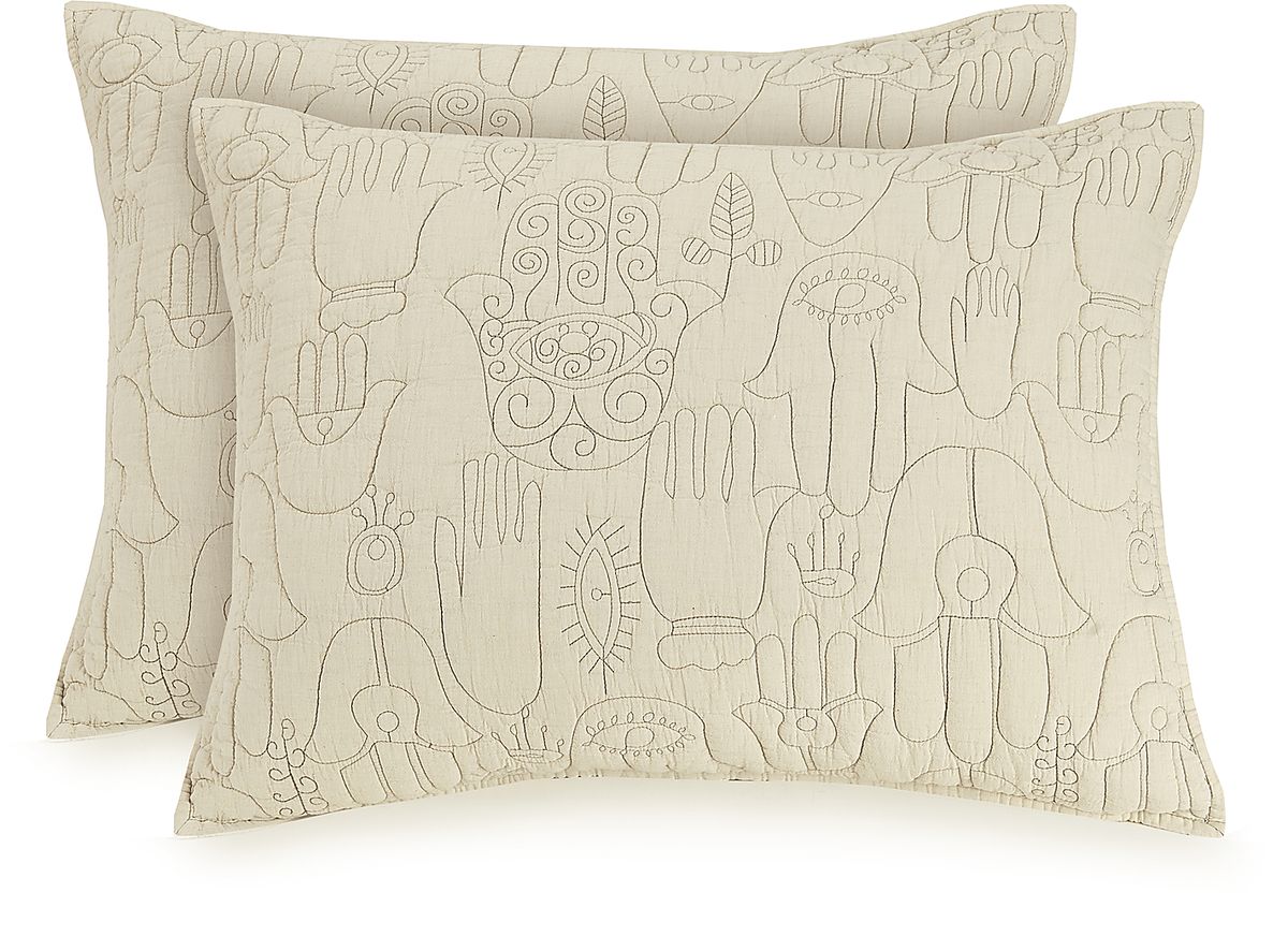 Flournoy Natural Beige,White Cotton Fabric Full,Queen Quilt Set | Rooms ...
