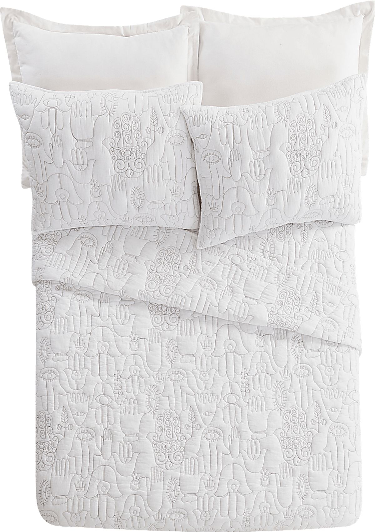 Flournoy White Cotton Fabric King Quilt Set | Rooms to Go