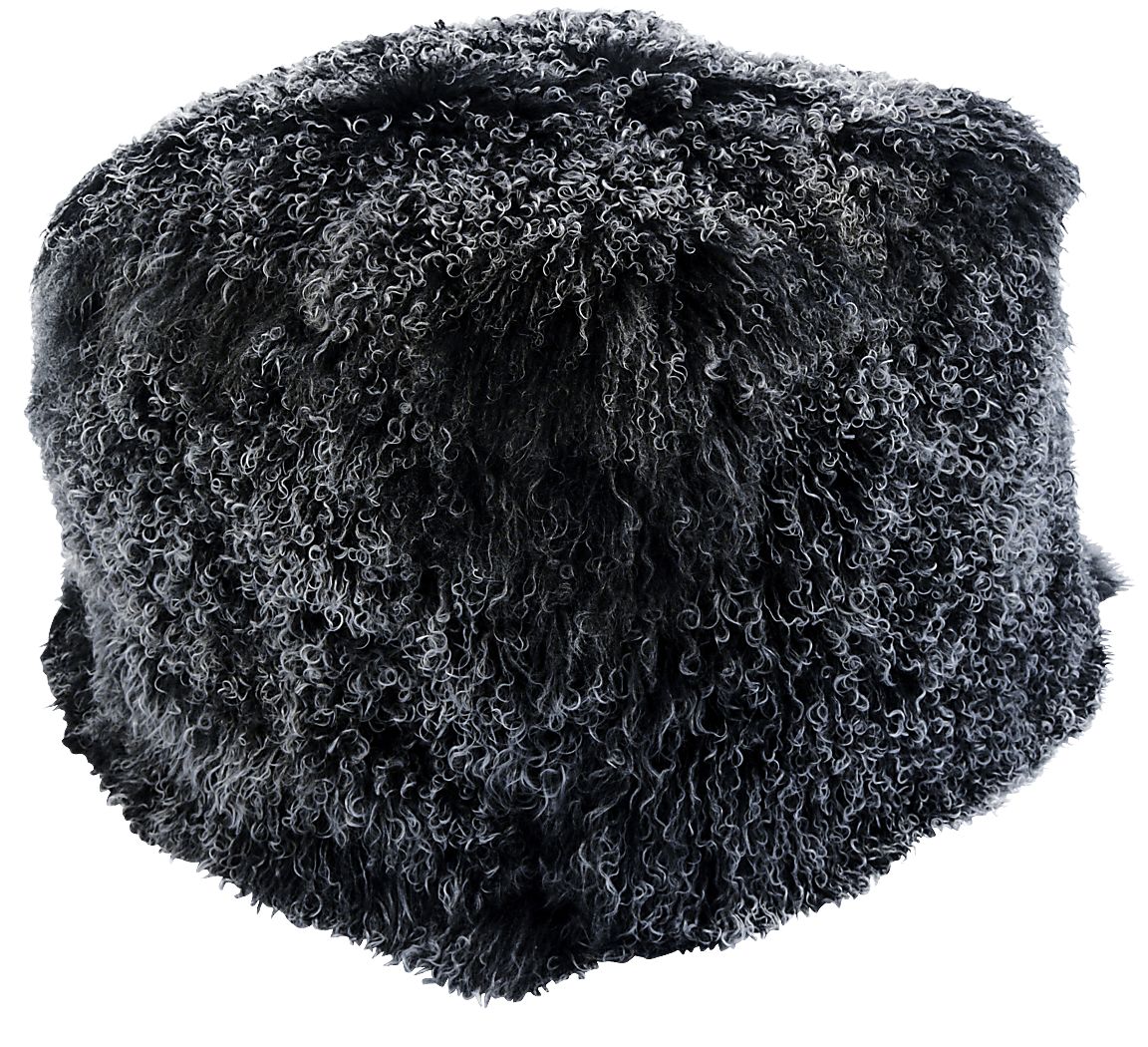 Fluffy Square Black Pouf | Rooms to Go