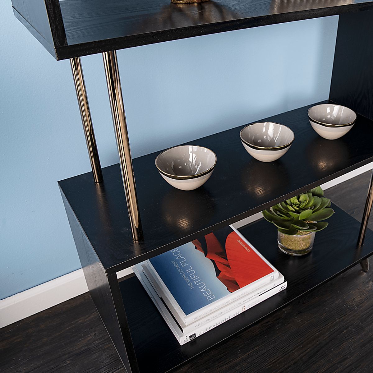 Fontenot Black Bookcase | Rooms to Go