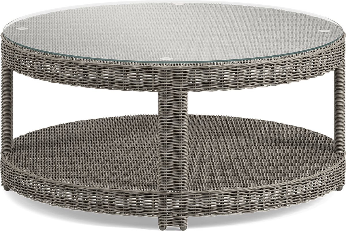 Forest Hills Gray Wicker Outdoor Cocktail Table | Rooms to Go