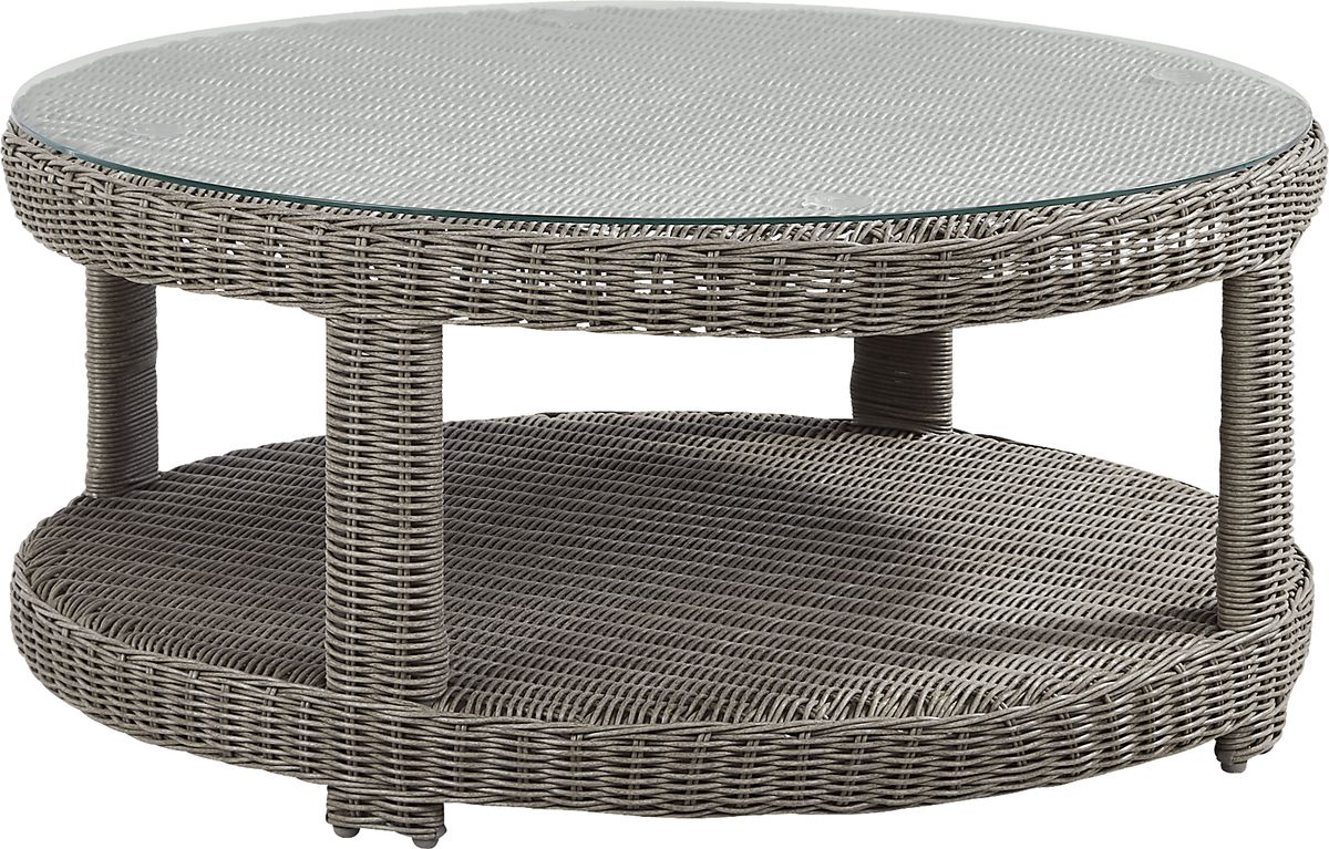 Forest Hills Gray Wicker Outdoor Cocktail Table | Rooms to Go