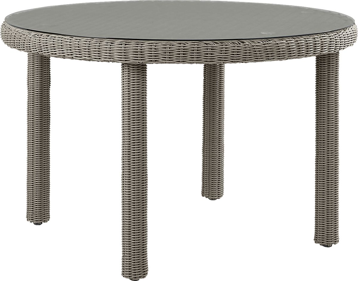 Forest Hills Gray Wicker Outdoor Round Dining Table | Rooms to Go
