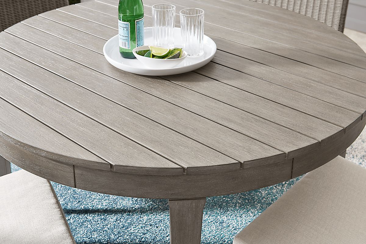 Forest Hills 5 Pc Gray Wood Outdoor Dining Set With Side Chair, Round ...