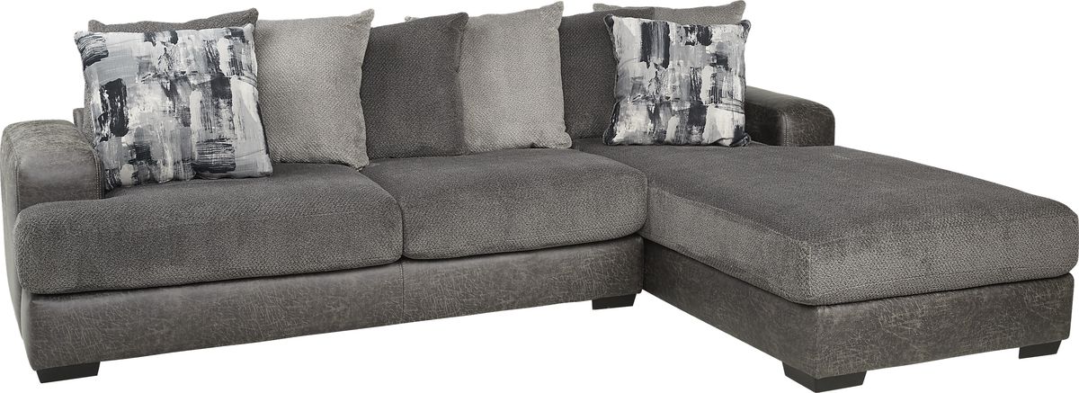 Foster Square Graphite Gray Microfiber 2 Pc Sectional | Rooms to Go