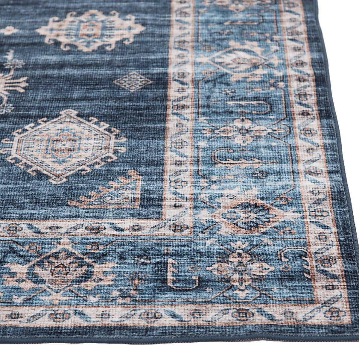 Foutch Navy Blue Polyester Fabric Rug | Rooms to Go