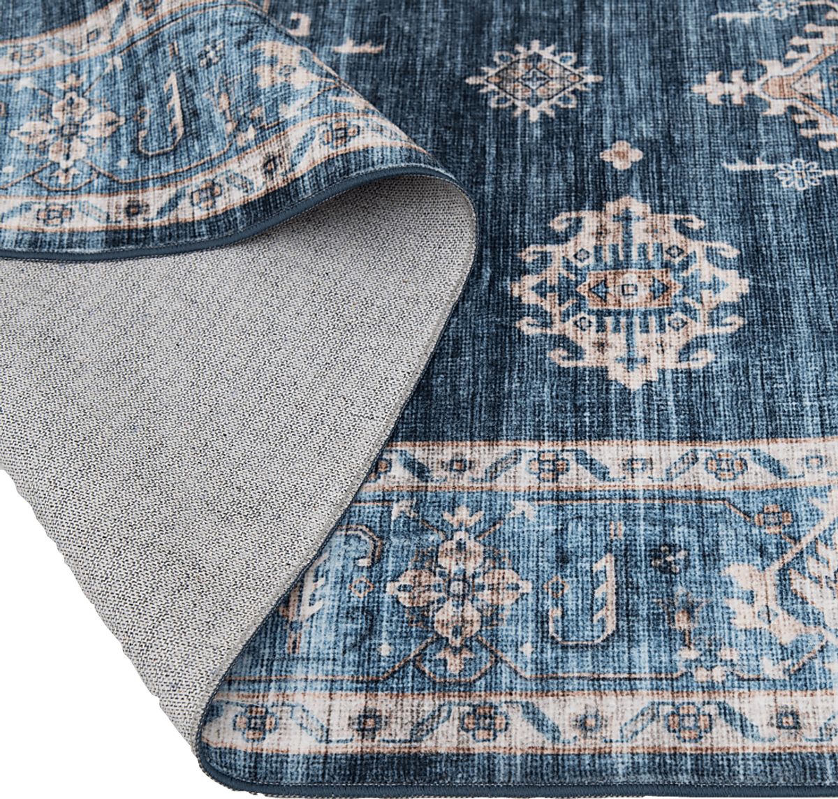 Foutch Navy Blue Polyester Fabric Rug | Rooms to Go