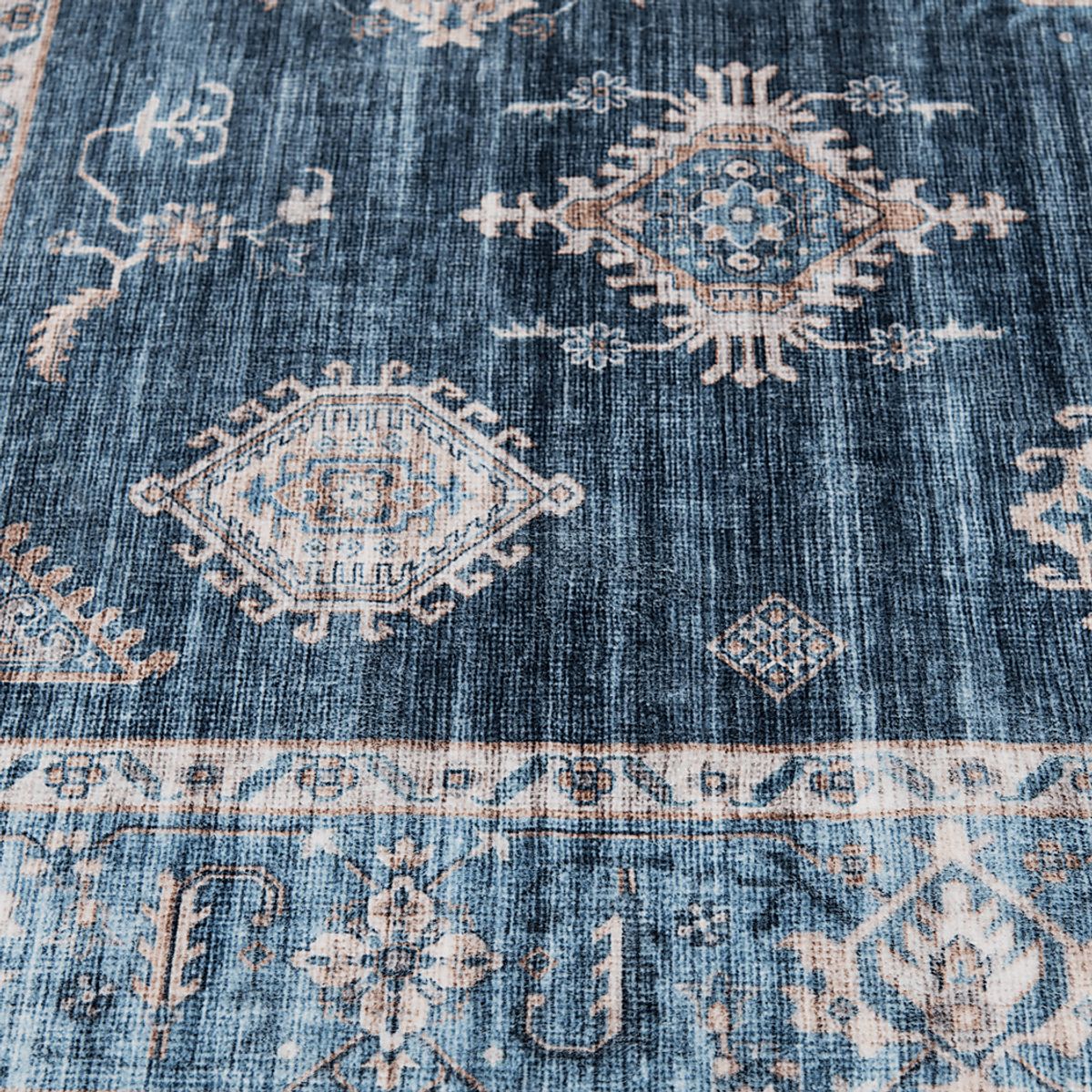 Foutch Navy Blue Polyester Fabric Rug | Rooms to Go