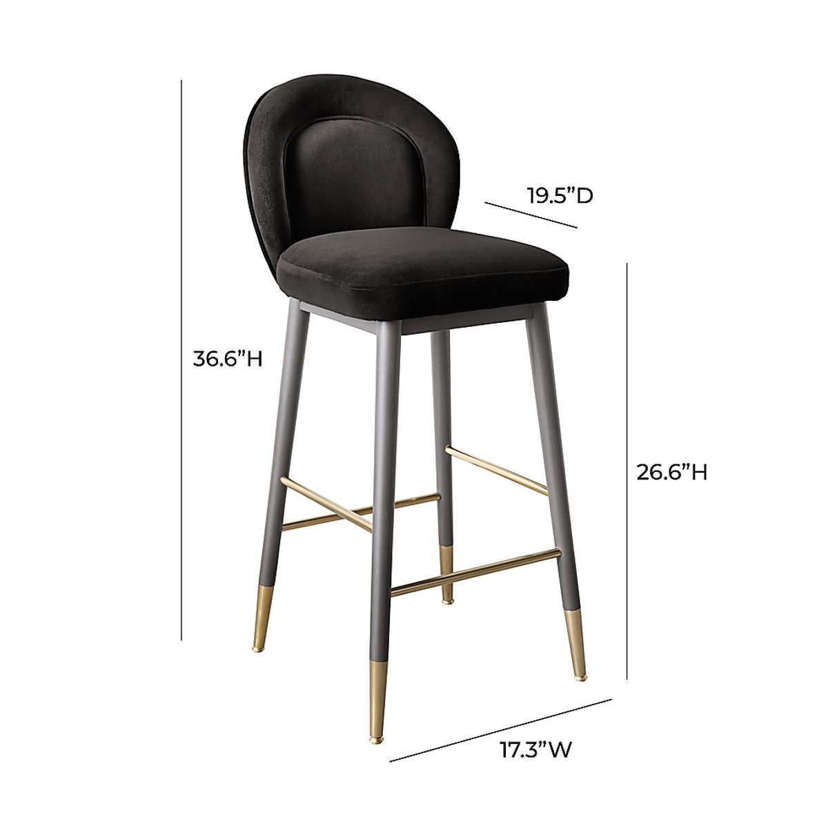 Foxlair Charcoal Black,Gray Polyester Fabric Counter Stool | Rooms to Go