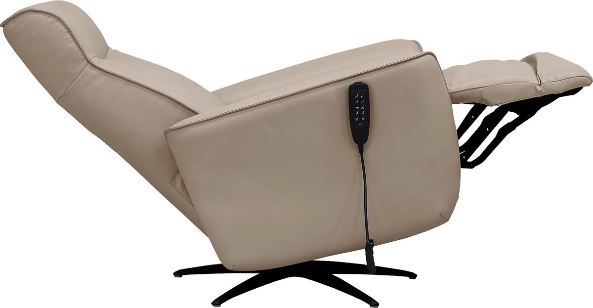 Fraser Pebble Beige Leather Triple Power Recliner | Rooms to Go