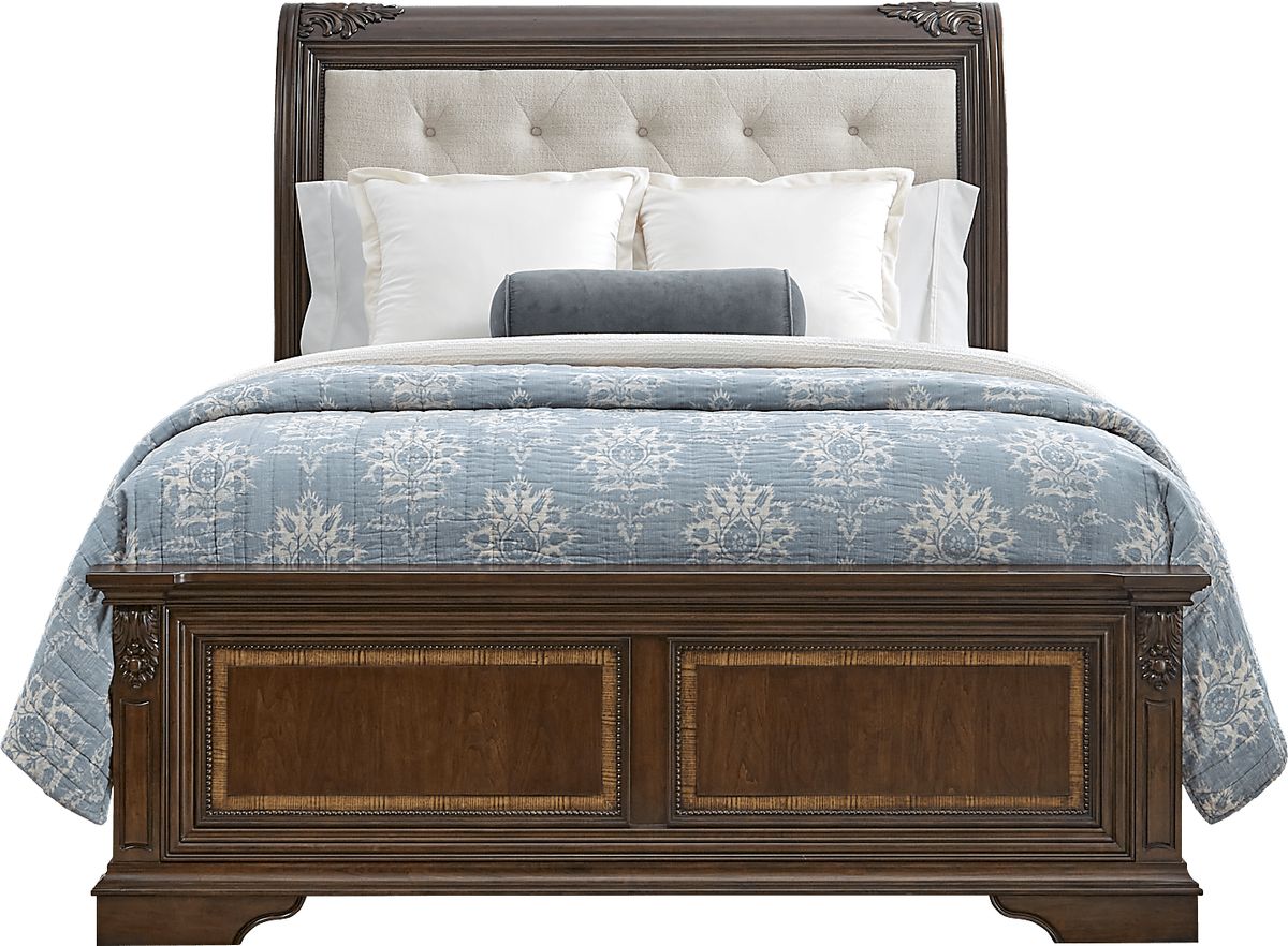Fuller Brown Cherry Dark Wood 3 Pc King Upholstered Sleigh Bed | Rooms to Go