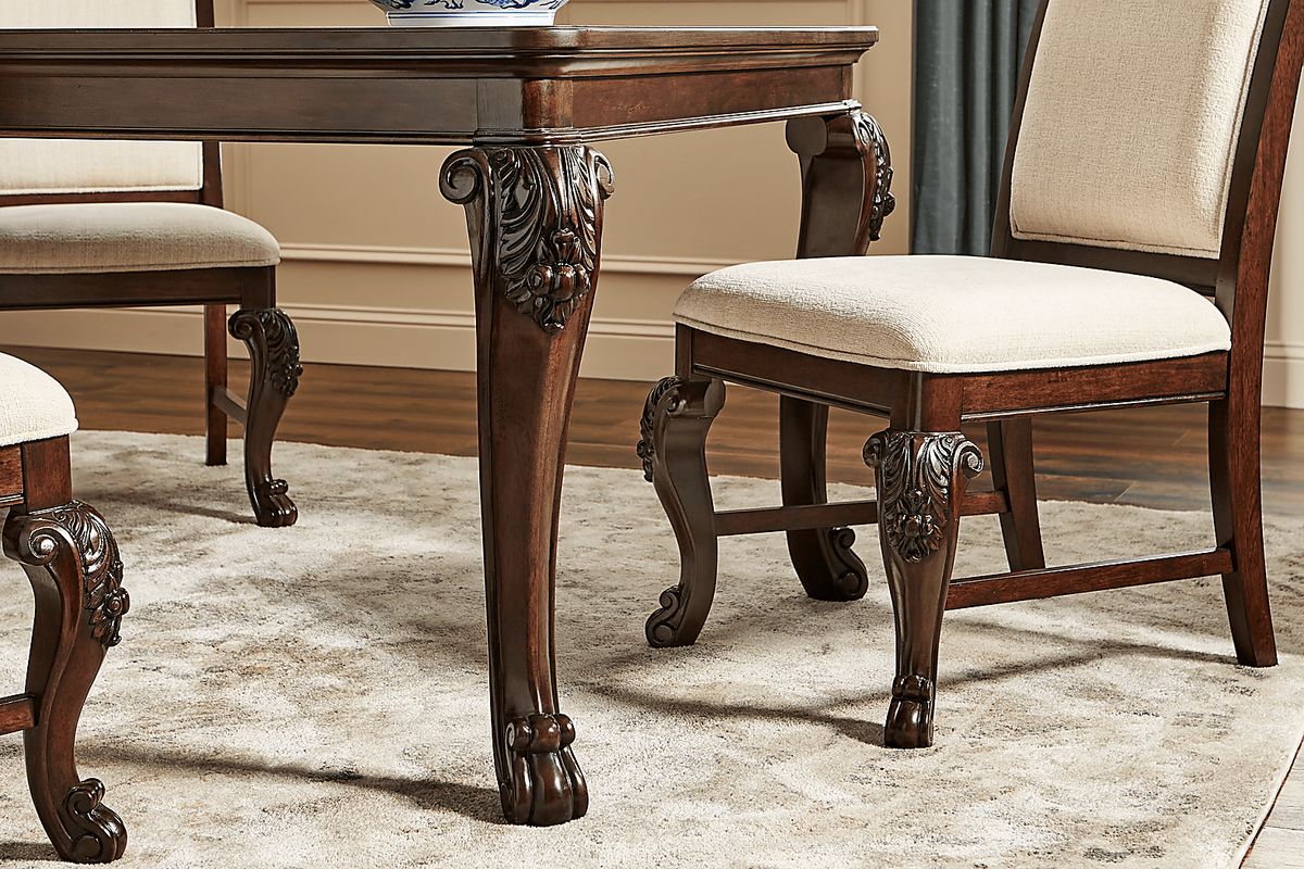 Fuller 5 Pc Brown Cherry Dark Wood Dining Room Set With Dining Table ...
