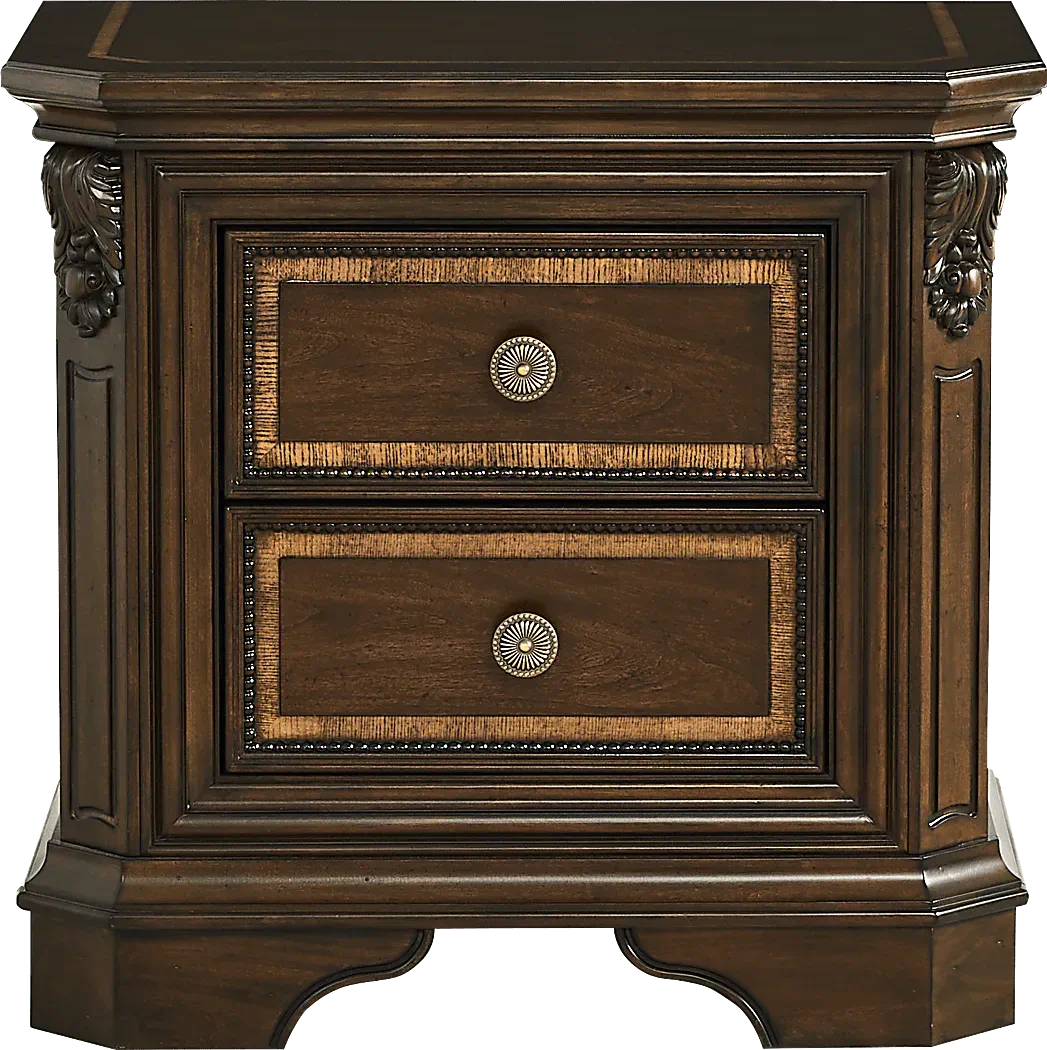 Fuller 5 Pc Brown Cherry Dark Wood Queen Bedroom Set With Nightstand ...