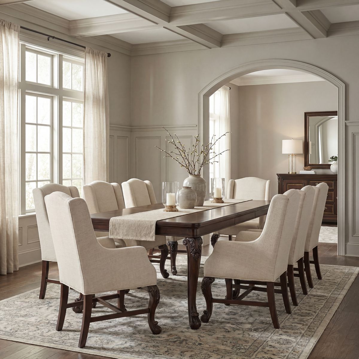 Fuller Brown Cherry Dark Wood White Host Chair | Rooms to Go
