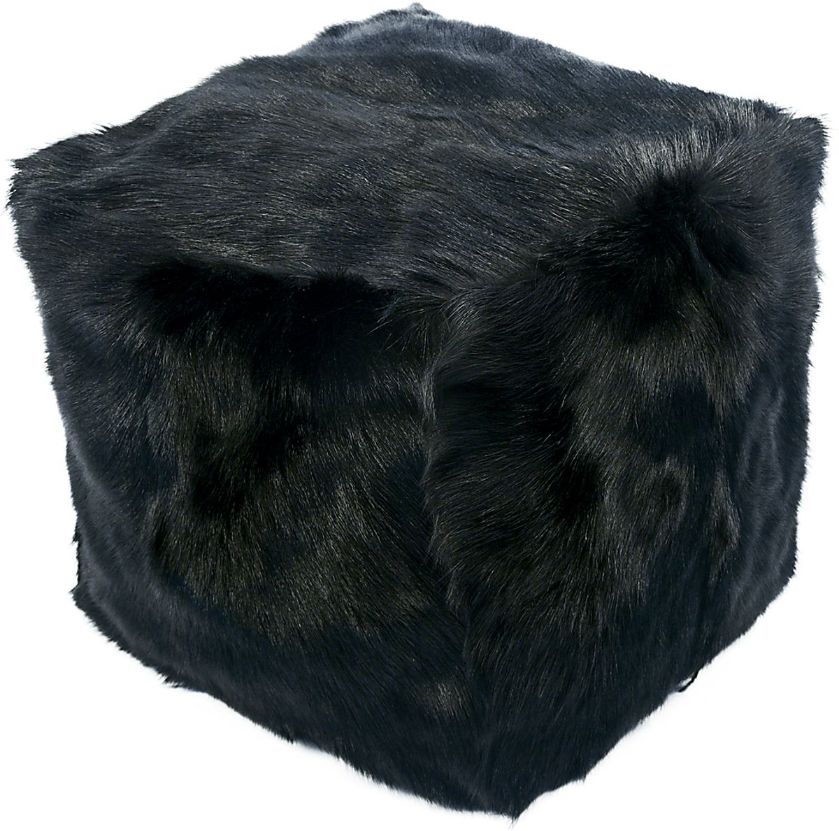 Furry Square Black Pouf | Rooms to Go