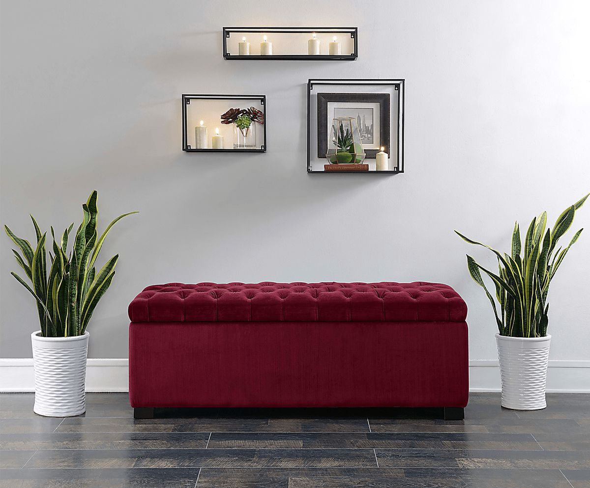 Furtson Red Storage Bench | Rooms to Go