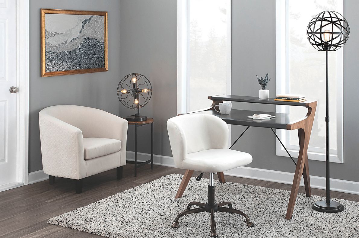 Fussell Cream Plush Desk Chair - Rooms To Go