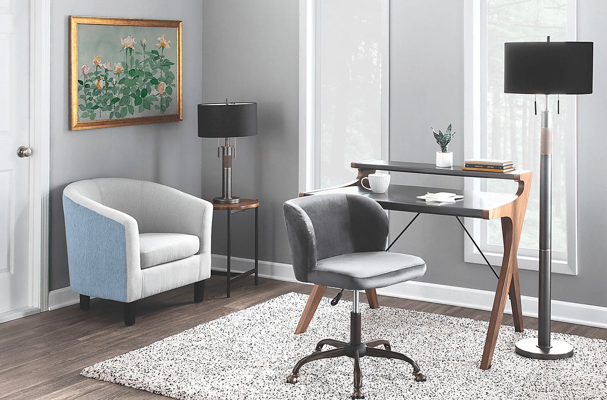 Fussell Silver Plush Desk Chair - Rooms To Go