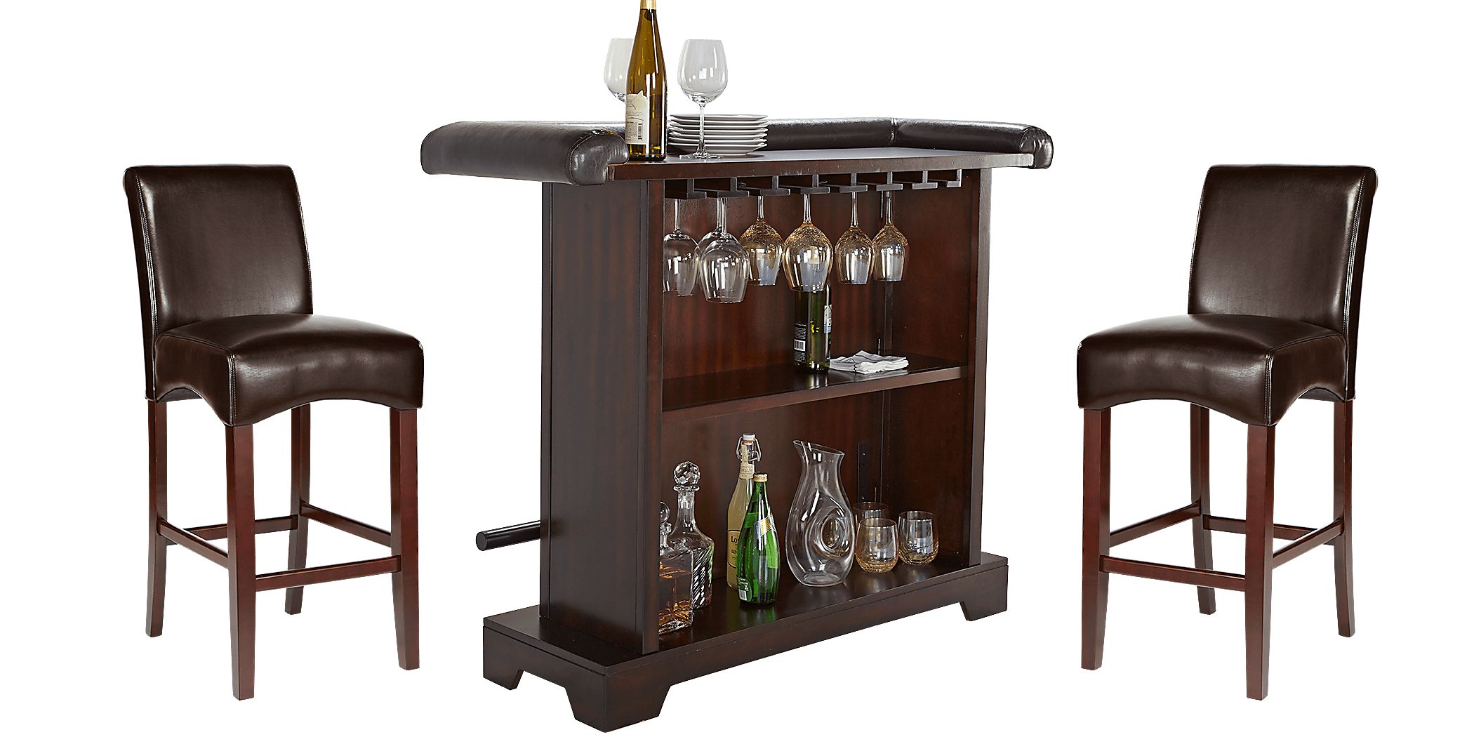 Galeno 3 Pc Cherry Dark Wood Brown Dining Room Set With Bar Barstool Rooms to Go
