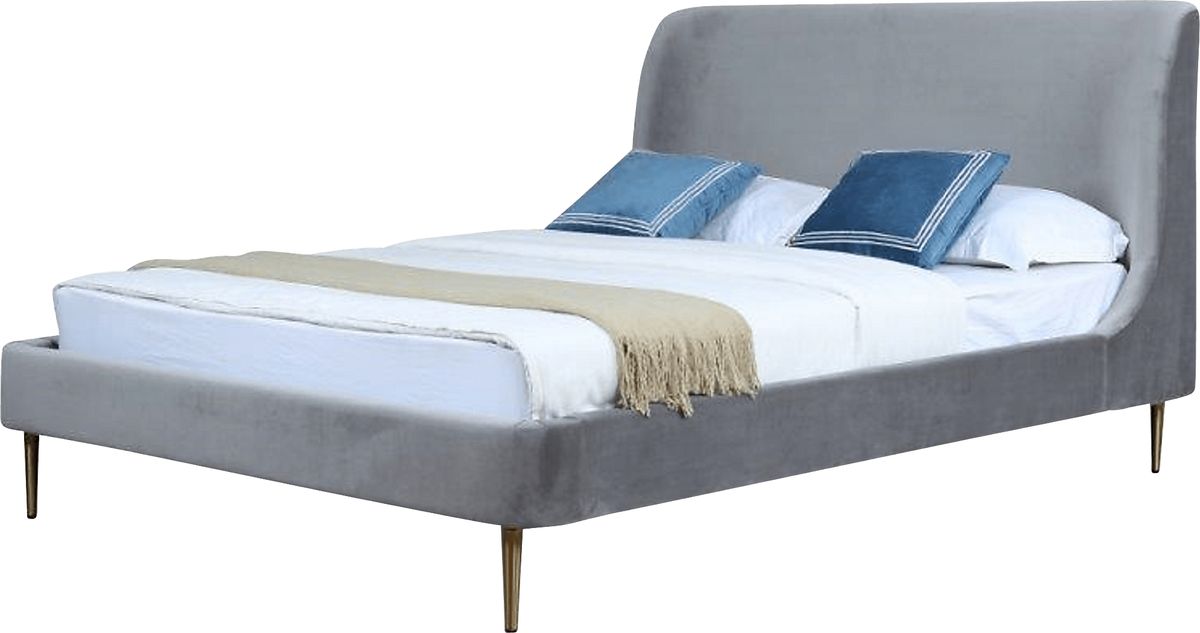 Galerita Gray Velvet Plush Queen Bed | Rooms to Go