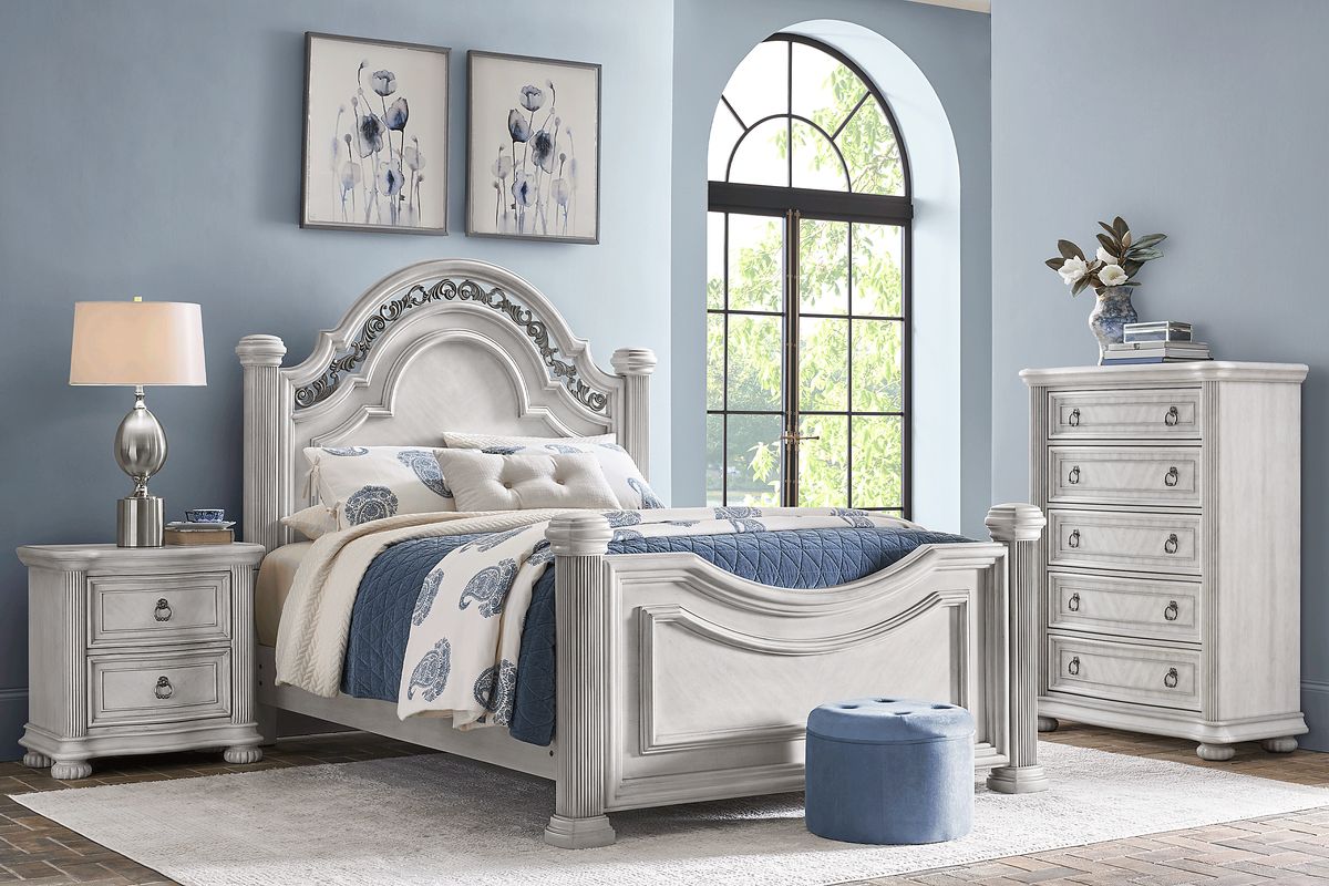 Gallagher Avenue 5 Pc White Colors,White Queen Bedroom Set With 3 Pc Queen Panel Bed, Nightstand ...