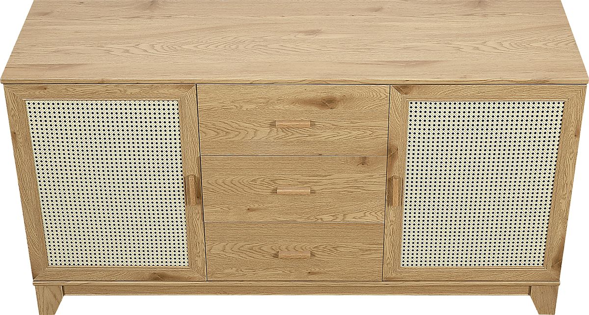 Gansons Brown Dark Wood Natural Beige,White Sideboard | Rooms to Go