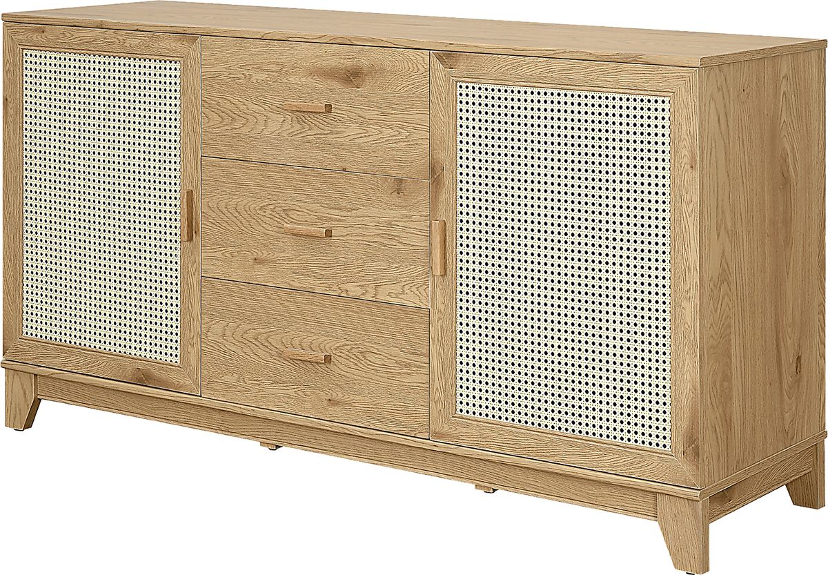 Gansons Brown Dark Wood Natural Beige,White Sideboard | Rooms to Go