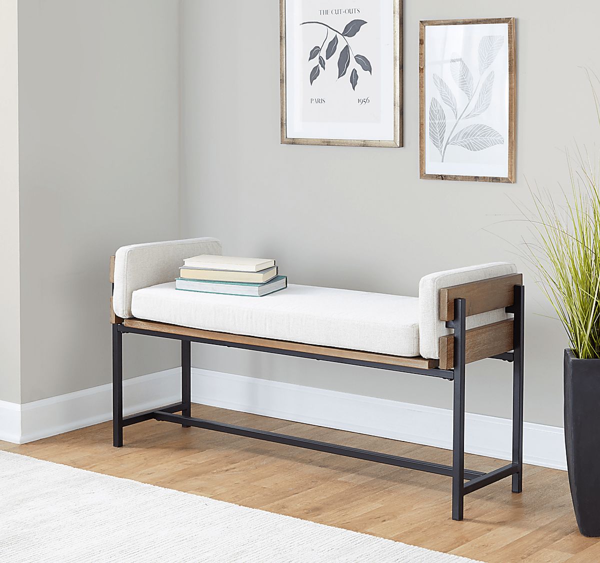 Gardencove I Cream Beige Polyester Fabric Bench | Rooms to Go