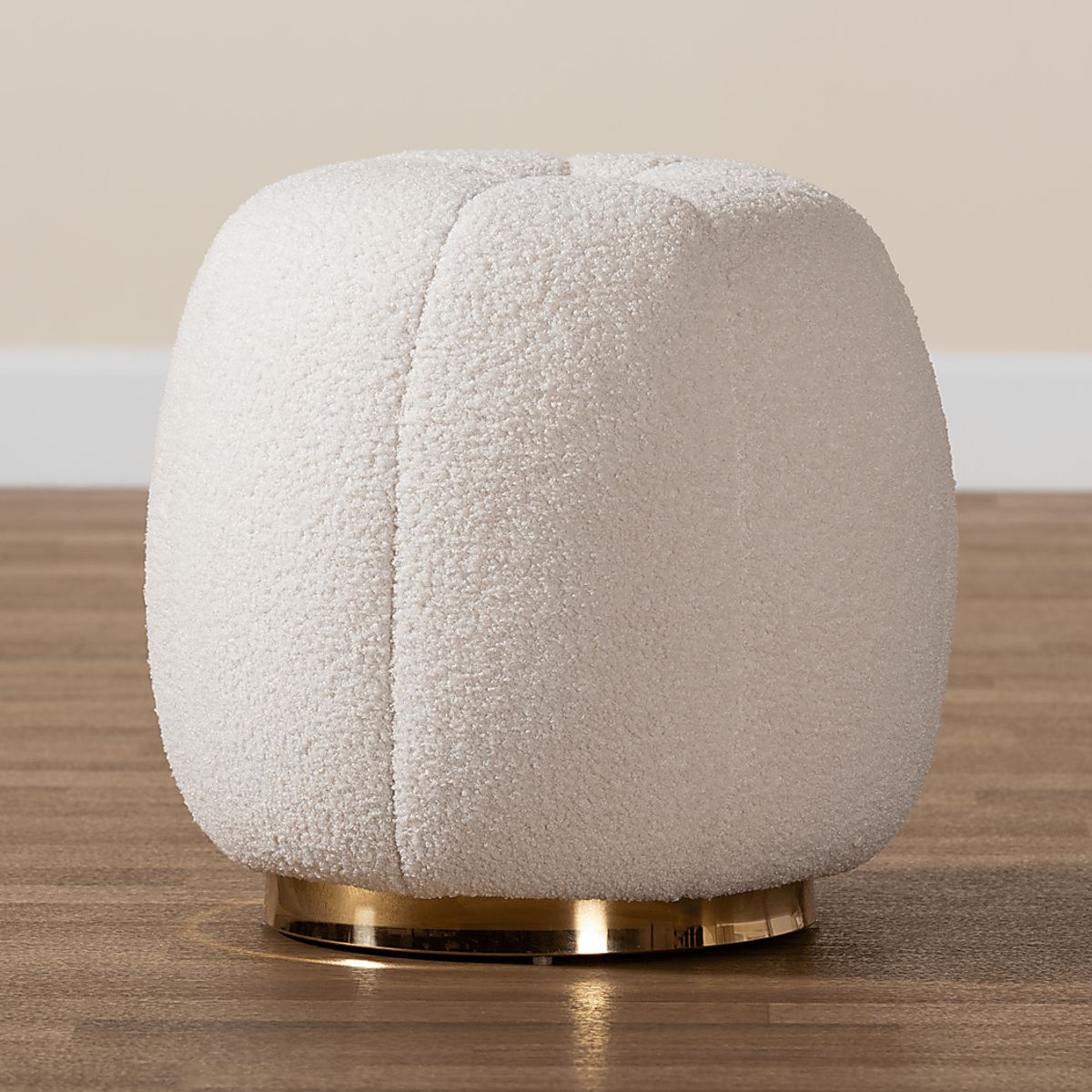 Gargonza Ivory Beige Terylene Ottoman | Rooms to Go