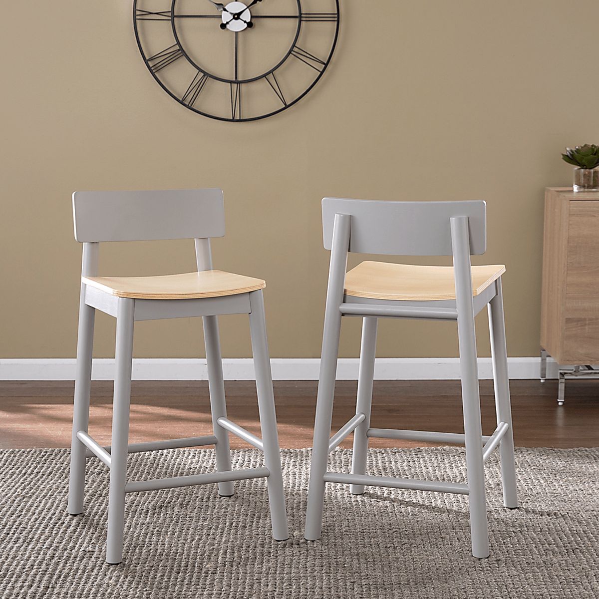 Garig Gray Beige Counter Height Stool, Set Of 2 | Rooms to Go