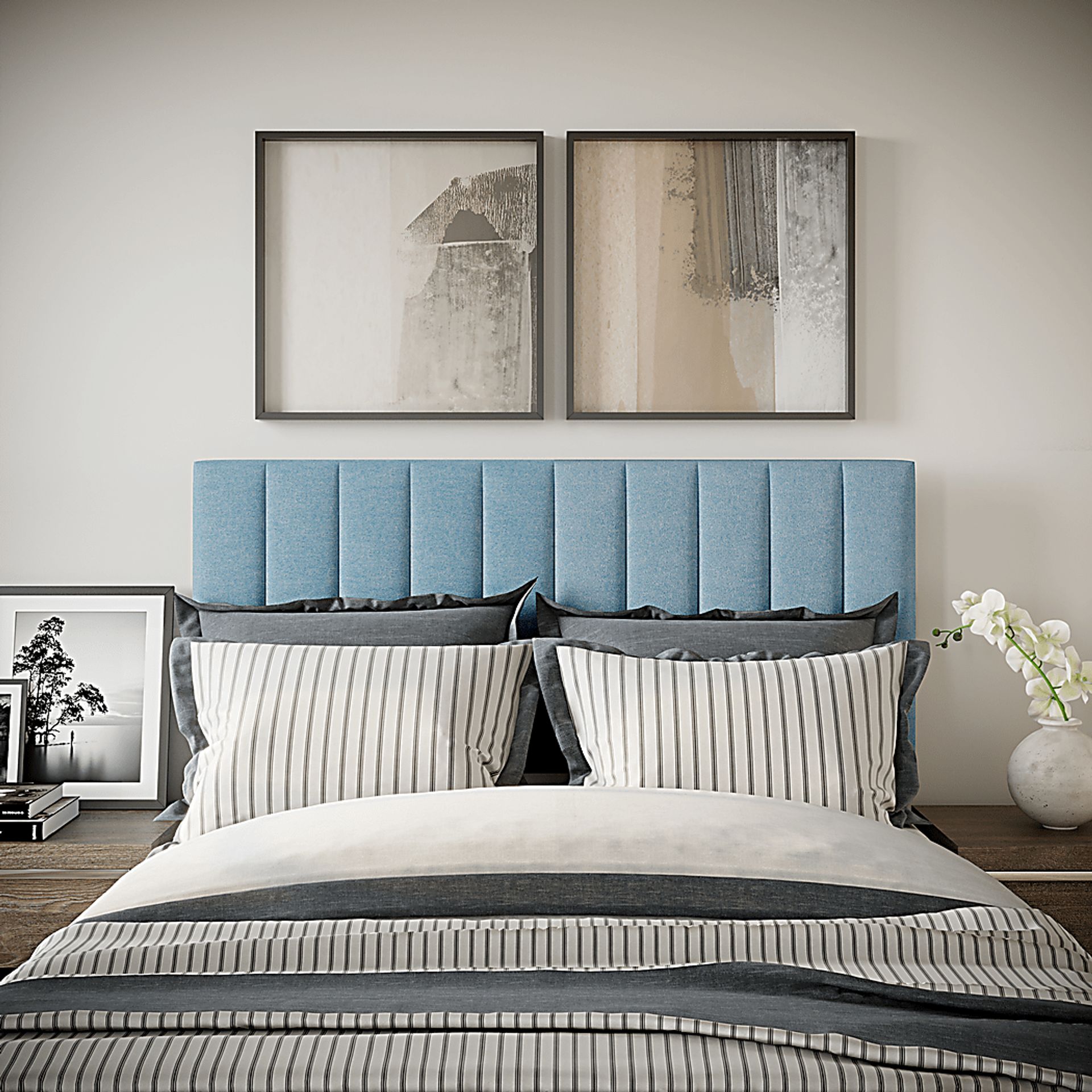 Garnaas Blue Polyester Fabric Queen Headboard | Rooms to Go
