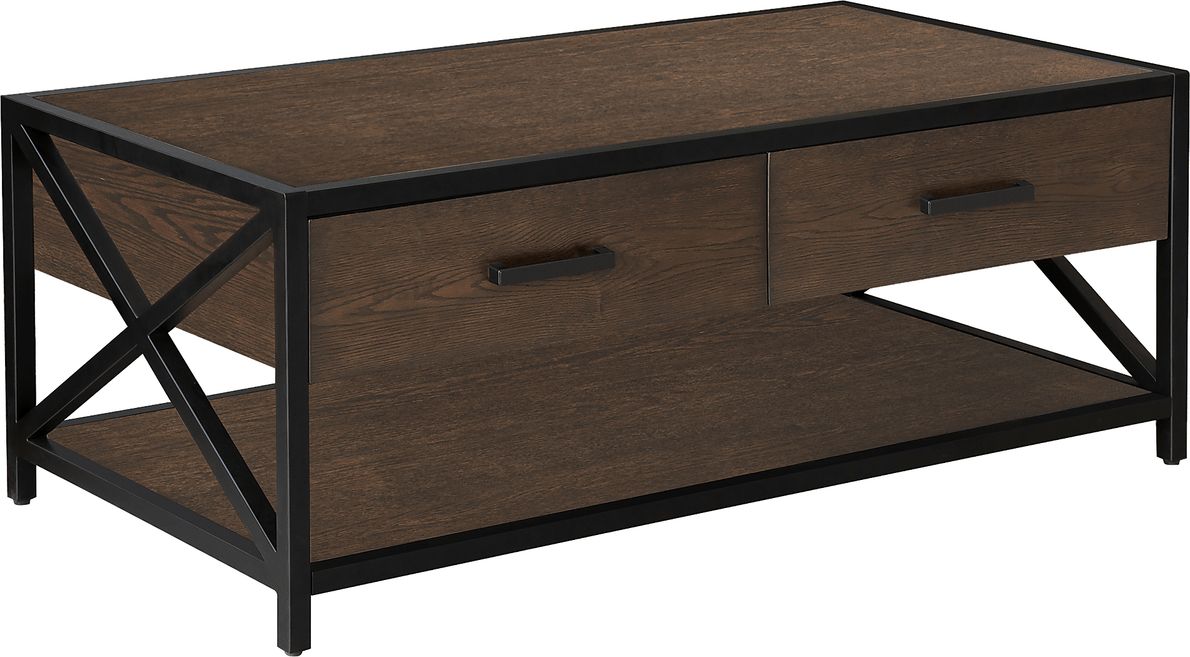 Gebron Dark Brown Wood Cocktail Table - Rooms To Go